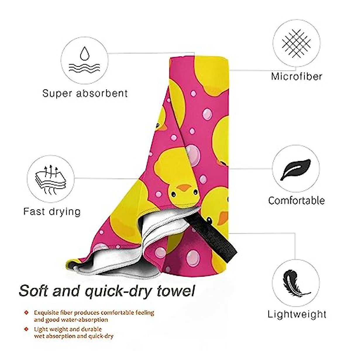niBBuns Watermelon Print,Quick Dry Towel for Travel,Watermelons Slice in Watercolors,Camping Microfiber Towel Fast Drying and Lightweight Design for Hiking,Camping,Gym,Pink White,Vertical Pattern