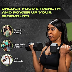 Rage Fitness Rubber Coated Dumbbell - No Roll Design Easy-Grip Steel Knurled Handle, Weights Dumbbell Set for Strength Training, Workouts - Ideal Weights Set for Home Gym - SOLD INDIVIDUALLY - Black (55 LB)