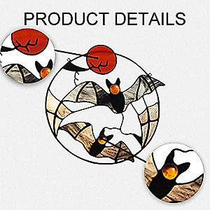 BOXCASA Halloween Bats Stained Glass Window Hangings,Bat Suncatcher,Halloween Decoration for Home,8×8 Inch