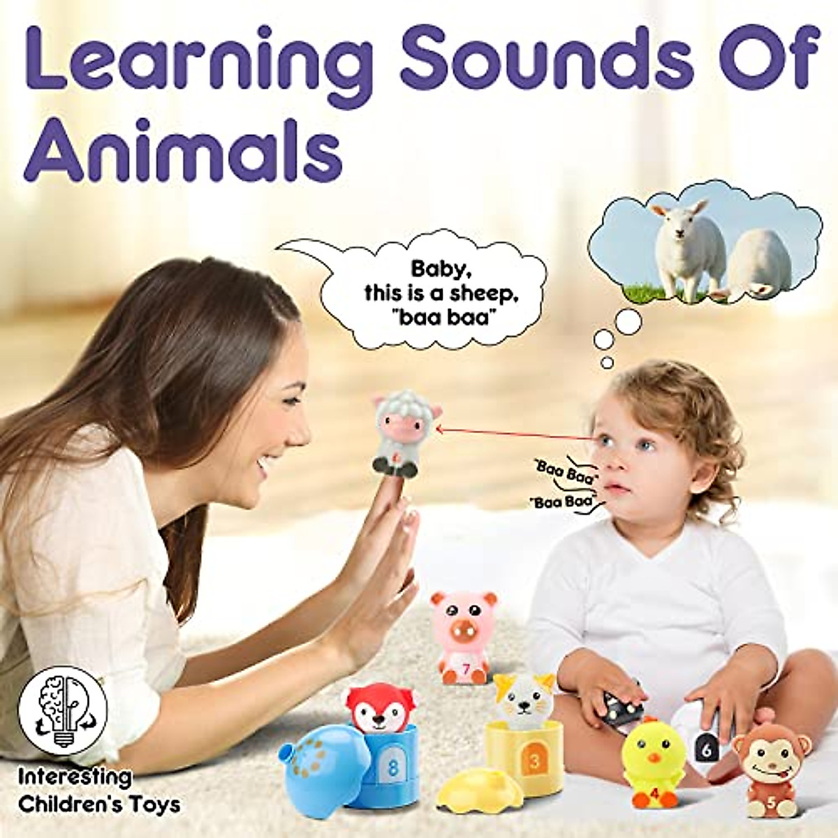 Farm Animal Toddler Toys for Baby: Kids Learning Toys 20 Pcs Finger Puppets with Counting, Matching, Bath, Role-play| Ideal Christmas Birthday Easter Gifts Stocking Stuffers for Boy Girls Toddlers 1-3