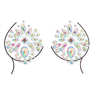Temporary Tattoo Stickers Jewels Rhinestone Festival Accessories DIY Self Adhesive Crystal Body Jewelry Stickers Makeup Stick Gems Glitter Flower Chest Stickers For Women and Girls 3Pcs