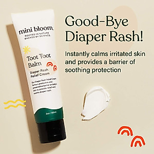 Mini Bloom Toot Toot Balm Diaper Cream | Baby & Kid Safe Made w/Zinc oxide, Vitamin E, Shea Butter, Coconut, Jojoba & Sunflower Oils | 2 oz