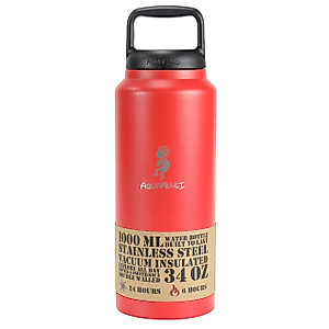 Aquapelli Vacuum Insulated Water Bottle, 34 ounces, Aurora Red