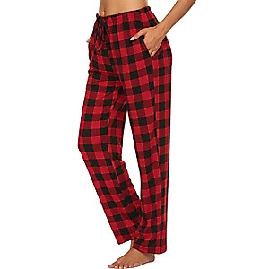 Ekouaer Womens 2 Pack Lounge Pants Comfy Pajama Pants Plaid Pajama Bottoms with Pockets Drawstring Pj Bottoms Pants