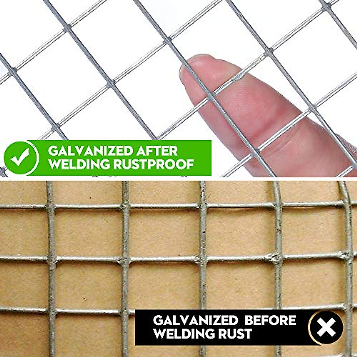 48'' x 100' 1/2inch Hardware Cloth Galvanized Welded Cage Wire, 19 Gauge Hardware Cloth Wire Metal mesh, Poultry Netting Square Chicken Snake Fencing Gopher Fence Racoons Rabbit Pen Gutter
