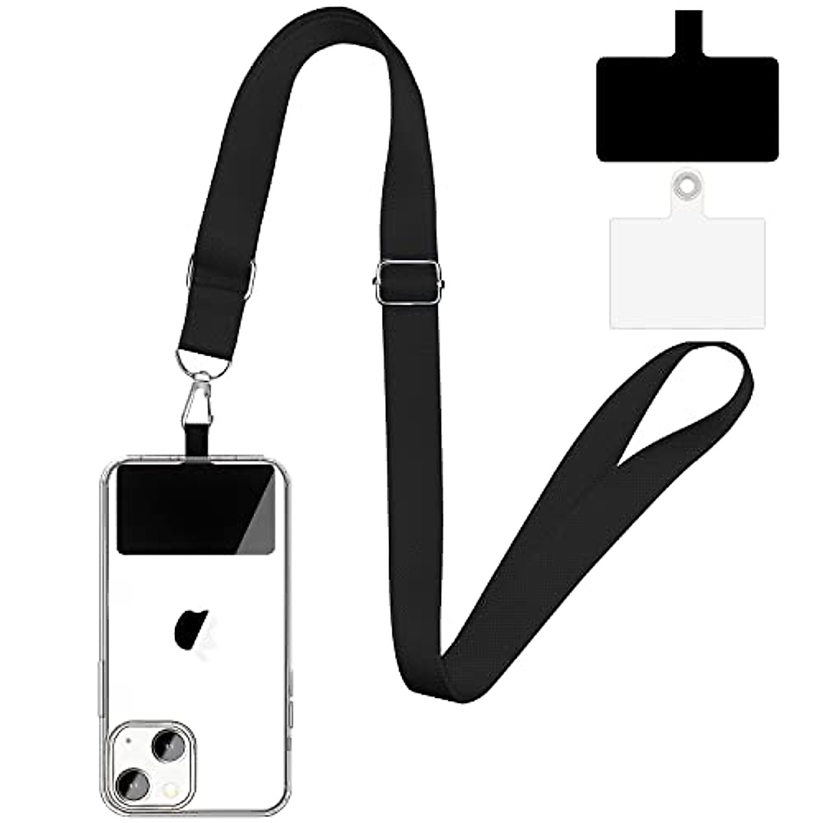 BFSD·DM Phone Lanyard,Cell Phone Lanyards for Around The Neck,Adjustable Nylon Phone Strap Crossbody Compatible with Most Smartphones with Full Coverage Case(Black)