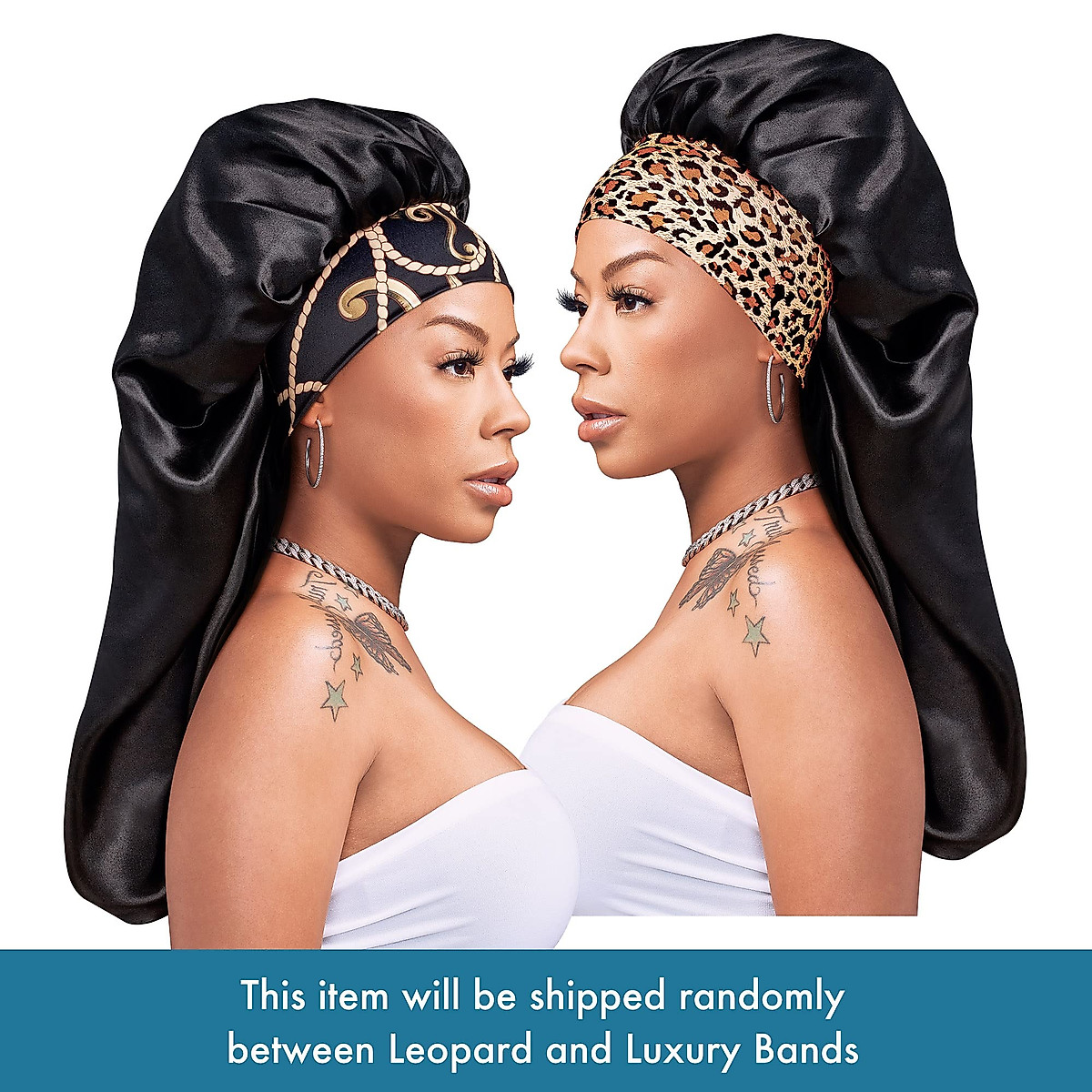 Red by Kiss X Keyshia Cole 1 Piece Silky Braid Bonnet Wide Edge Bonnet Sleep Cap, Frizz Free Bonnet (Black)