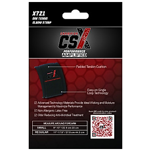CSX Tennis Elbow Strap, Adjustable Tendon Compression, Sport Performace, Small
