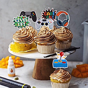 36 PCS Video Game Cupcake Toppers Assembled Game On Controllers Cupcake Picks GamePad Cake Decorations for Game Theme Baby Shower Kids Boys Girls Birthday Anniversary Party Decorations Supplies