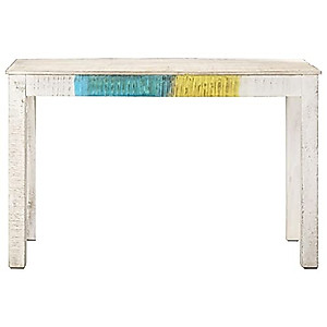 GOLINPEILO Wooden Dining Table, Solid Wood Kitchen & Dining Room Table for Farmhouse Kitchen Room Decor, White 47.2"x23.6"x29.9" Solid Mango Wood-B