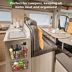 ZUSHALLMY 2 Pack Hanging Kitchen Baskets, Adhesive Wire Wall Storage Basket, No Drilling Hanging Fruit Baskets, Cabinet Door Organizer for Kitchen Bathroom Pantry, Upgrade Super-sized Adhesive