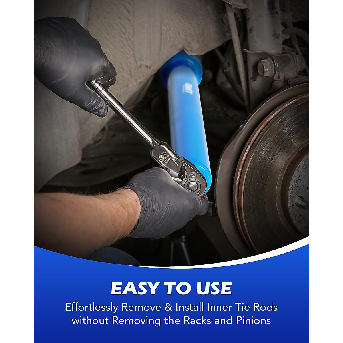 Orion Motor Tech Inner Tie Rod Removal Tool Kit, Inner Tie Rod Tool for Tie Rod Removal and Installation, Master Inner Tie Rod Tool Set with 12 Crowfoot Adapters 1/2 Inch Drive Tube and Tool Case (BK)