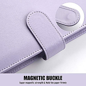 Sooez A5 Notebook Binder, 6 Ring Planner with Stylish Design, Loose Leaf Personal Organizer Binder Cover with Magnetic Buckle Closure, PU Leather Binder for Women with Macaron Colors (Pink)