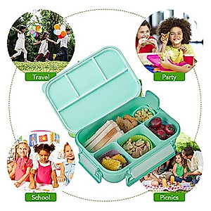 ZPIMY Bento Box Adult Lunch Box, Lunch Box Kids, Bento Box Kids, 1300ML Lunch Box Adult with 4 Compartment, Lunch Box Containers for Adults/Kids/Toddler, Microwave/Dishwasher/Freezer Safe (Green)