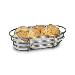 Spectrum Diversified Euro Basket, Classic Kitchen Design for Breads, Roll, Muffin Pastries & Baked Good Storage, Traditional Style Snack & Food Holder for Serving, 7 x 12.5 x 3.5, Satin Nickel