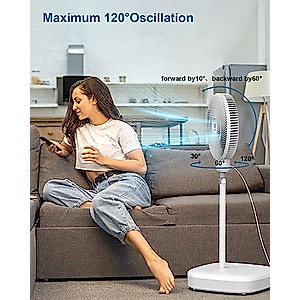 EVYON Standing Fan,15db Quiet Oscillating Fans for Indoors with Remote Controller, Negative Ion 12.8" DC Motor Economized Stand Up Fan Pedestal Fan, 36 Speeds 12H Timer 3 Modes Floor Fans for Home