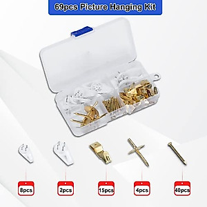 Monoceros 16 OZ Claw Hammer with 69 pcs Picture Hanging Kit, Heavy Duty All Purpose Hammer,Non-slip Handle, Magnetic Head, Suitable for professional and domestic work