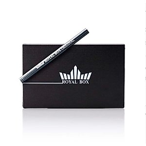 Generic Original Royal Box Black 8 Compartment Snuff Storage Box with Built in 3"" Metal Alloy Straw