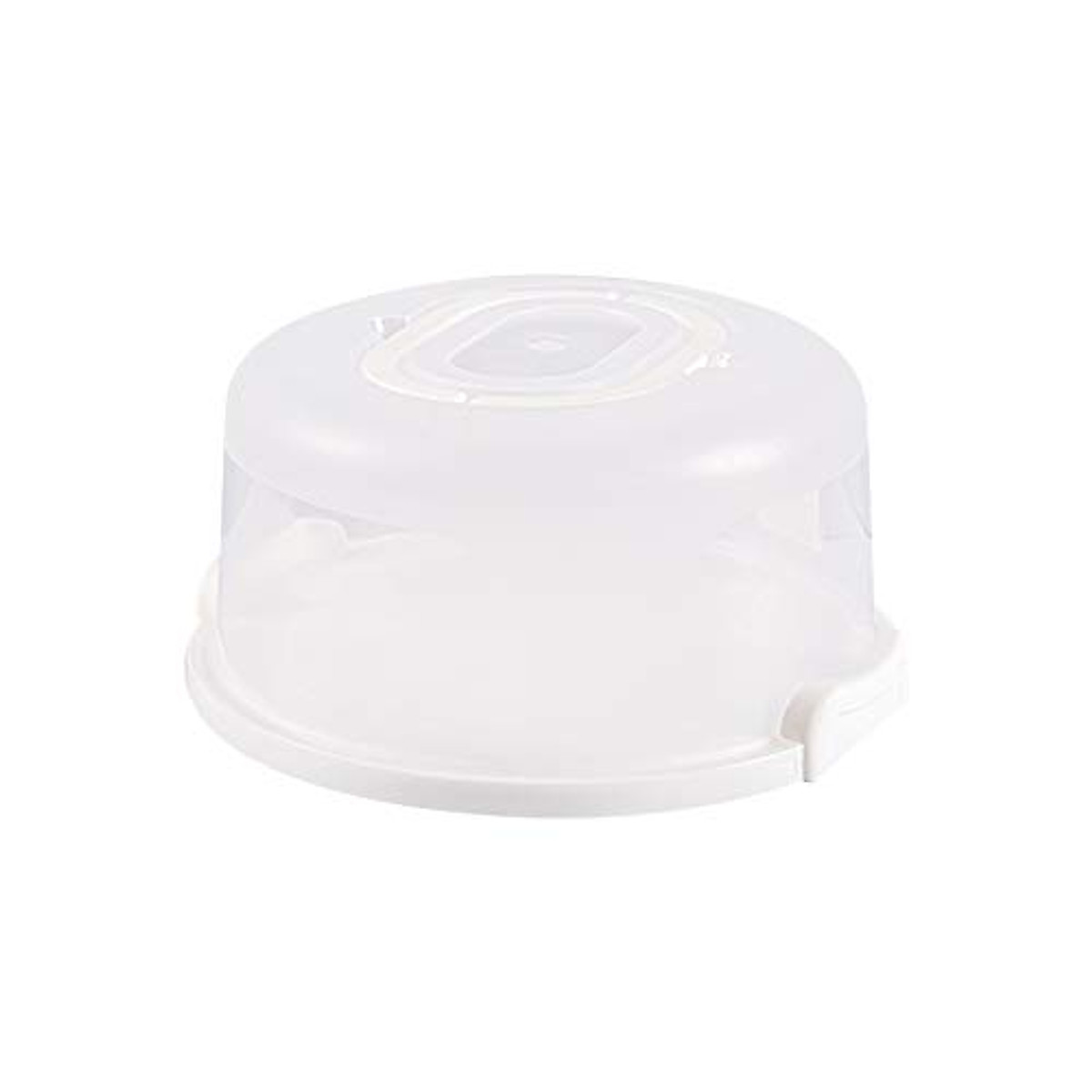 Zoofen Round Cake Carrier White Cake Stand 11 Inch Plastic Cake Container with Handle and Lid for Travel(White)