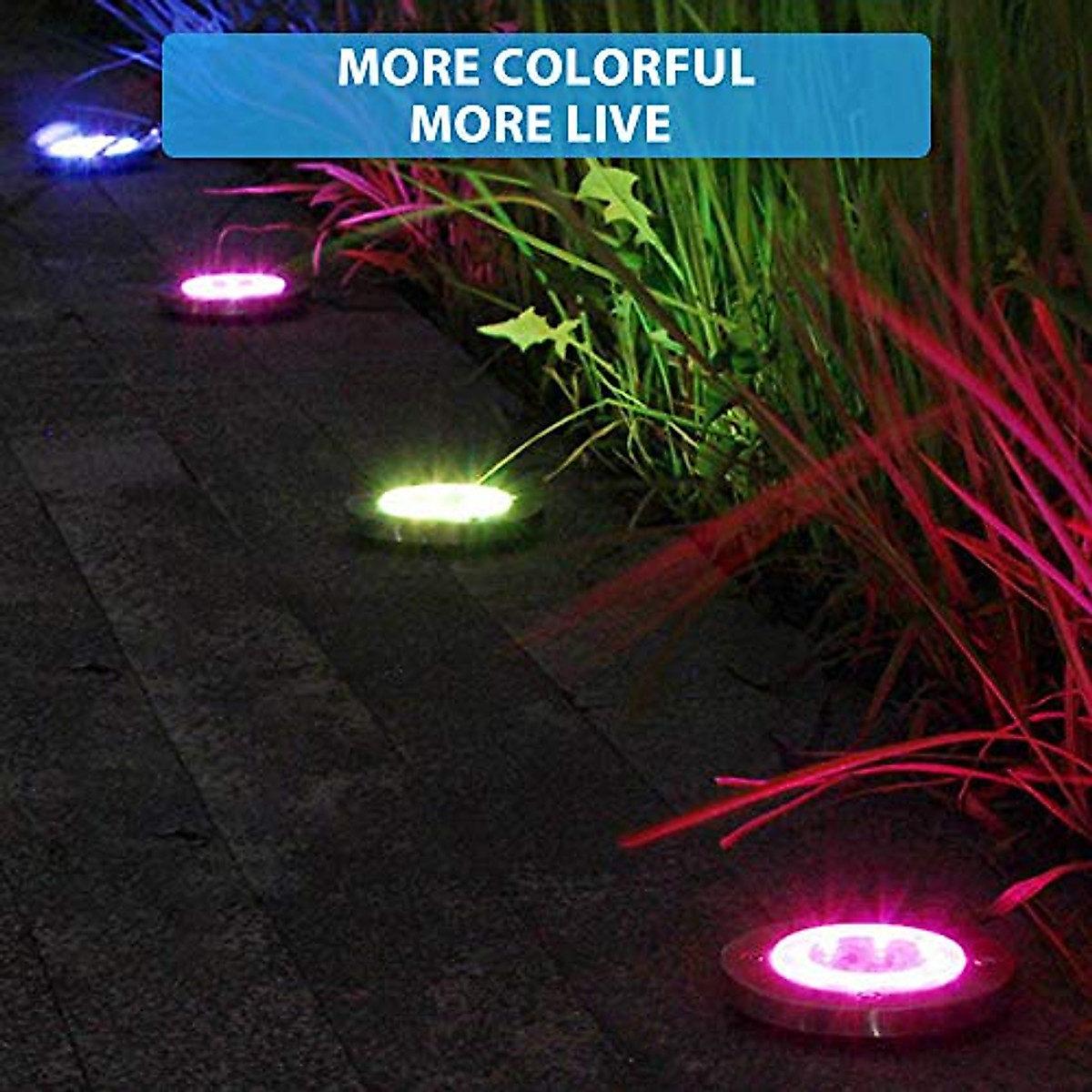 Biling Solar Ground Lights Outdoor with 12 LEDs, Multi-Color Auto-Changing Solar Outdoor Lights Waterproof, Solar Garden Lights for Pathway Garden Yard Patio Lawn - (Multi-Color 8pack)