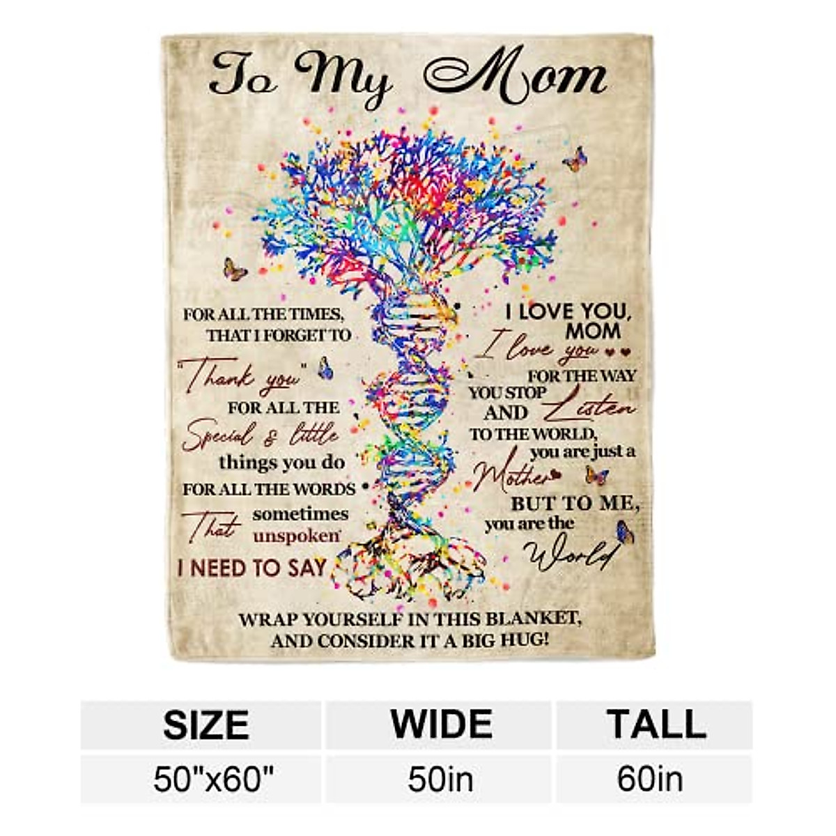 Birthday Gifts for mom, to My Mom Birthday Gifts, Mom Birthday Gifts from Daughter, I Love You Mama Gifts Blanket, Mothers Day Decorations Gifts Super Soft Cozy Flannel Throw Blanket 60" X 50"