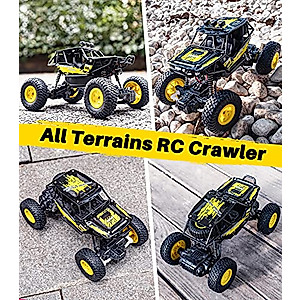 DoDoeleph Remote Control Car Metal,RC Monster Trucks,1/20 Scale LED 2WD 4 Channel All Terrains Off Road Vehicle 2X Rechargeable Batteries 54+mins Running Toy Gift for Boys Girls Kids Adults