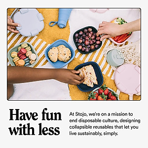 STOJO Collapsible Bowl - Translucent Eucalyptus, 36oz - Reusable Silicone Bowl for Hot and Cold Food - Perfect for Travel, Meal Prep, To-Go Lunch, Camping & Hiking - Microwave & Dishwasher Safe