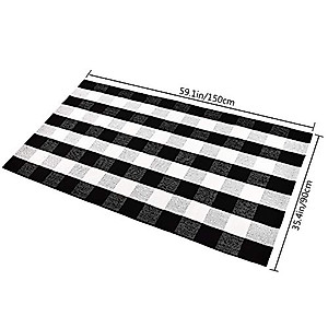 VERTKREA Buffalo Plaid Rug 3'x4.9', Black and White Checkered Rug Carpet, Cotton Hand-Woven Washable Rug for Living Room Indoor Outside Entryway Porch