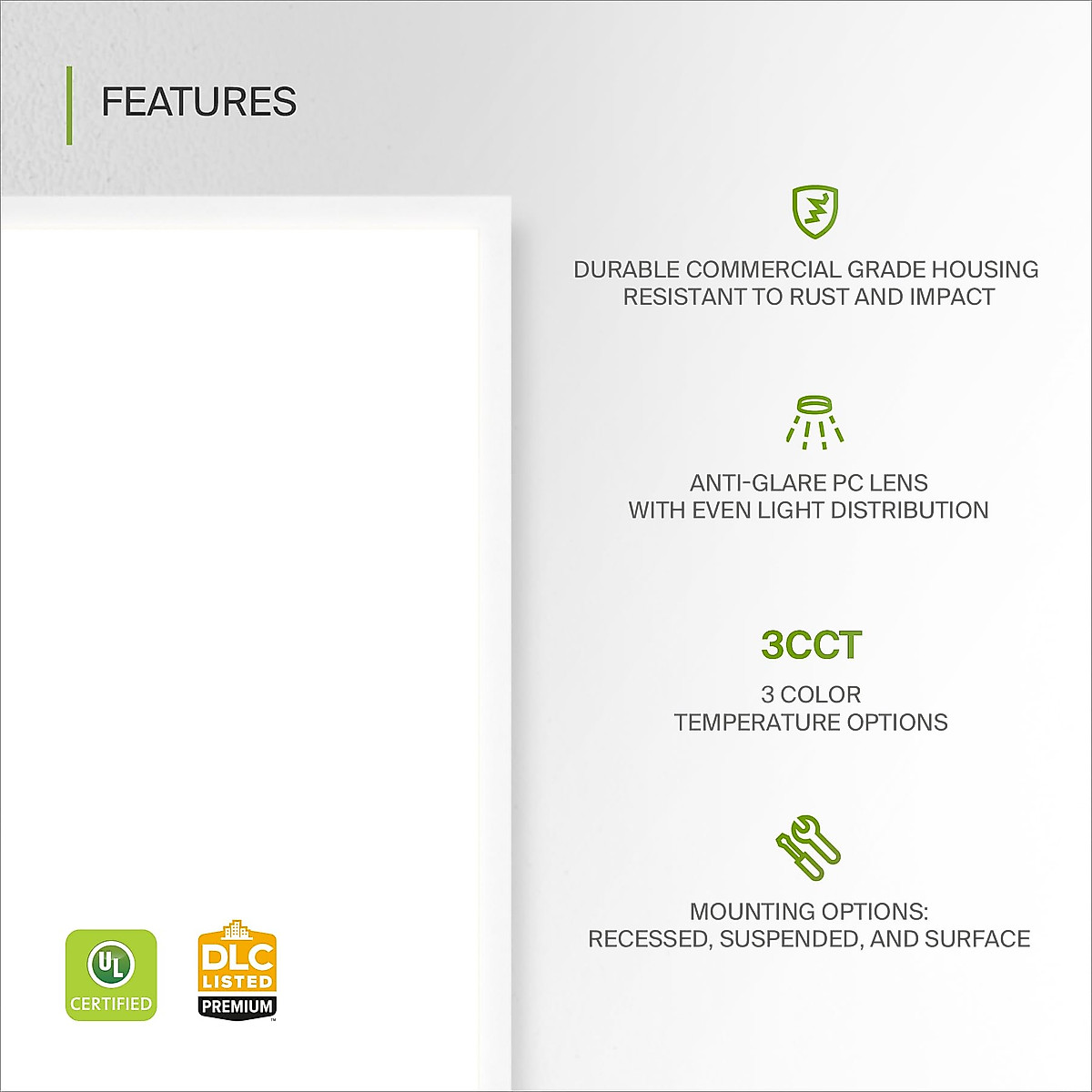 ASD 2x4 LED Flat Panel Light - 50W UL DLC Listed | 6450LM 4000K (Bright White) Dimmable 2x4 LED Light Drop Ceiling | Commercial Recessed & Surface Mount Back-Lit LED Panel Lights for Office, 2 Pack