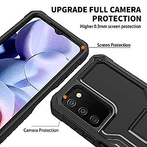 DUOPAL for Samsung Galaxy A03s 5G Case, Military Grade Protection Shockproof Case with Tempered Glass HD Screen Protector and Kickstand Compatible with Samsung A03s 5G Phone 6.5 inch (Black)