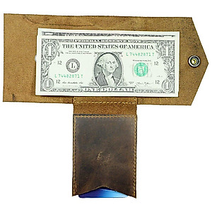 Hide & Drink, Leather T-Shape Wallet, Holds Up to 4 Cards Plus Flat Bills, Cash Organizer, Everyday Accessories, Handmade Includes 101 Year Warranty :: Bourbon Brown