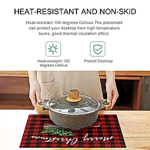visesunny Merry Christmas Red Buffalo Plaid Truck Placemat Set of 4 Table Mat Desktop Decoration Placemats Non Slip Stain Heat Resistant 12x18 in for Dining Home Kitchen Indoor