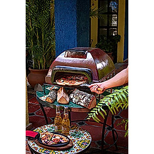 Tierra Firme HTN-018-N Etna Talavera Wood-Fired Outdoor Pizza Oven, Wine