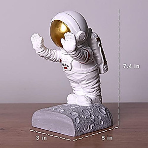 Joyvano Astronaut Bookends - Book Ends to Hold Books - Space Decor Bookends for Kids Rooms - Bookends for Heavy Books - Unique Book Holders with Anti-Slip Base (Gold)
