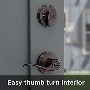 Kwikset 991 Tustin Entry Lever and Single Cylinder Deadbolt Combo Pack featuring SmartKey in Venetian Bronze (99910-041)