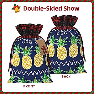 Christmas Drawstring Gift Bags Pineapple-Navy-Pattern Buffalo Plaid Drawstring Bag Party Favors Bags