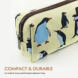 LParkin Penguins Canvas Pencil Case Pen Bag Pouch Stationary Case Makeup Cosmetic Bag Gadget Box
