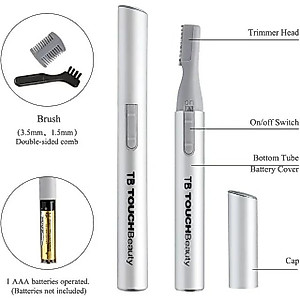 Touch Beauty Electric Facial Hair Trimmer Pen (Grey), with Eyebrow Touch-Up Set & Microblade