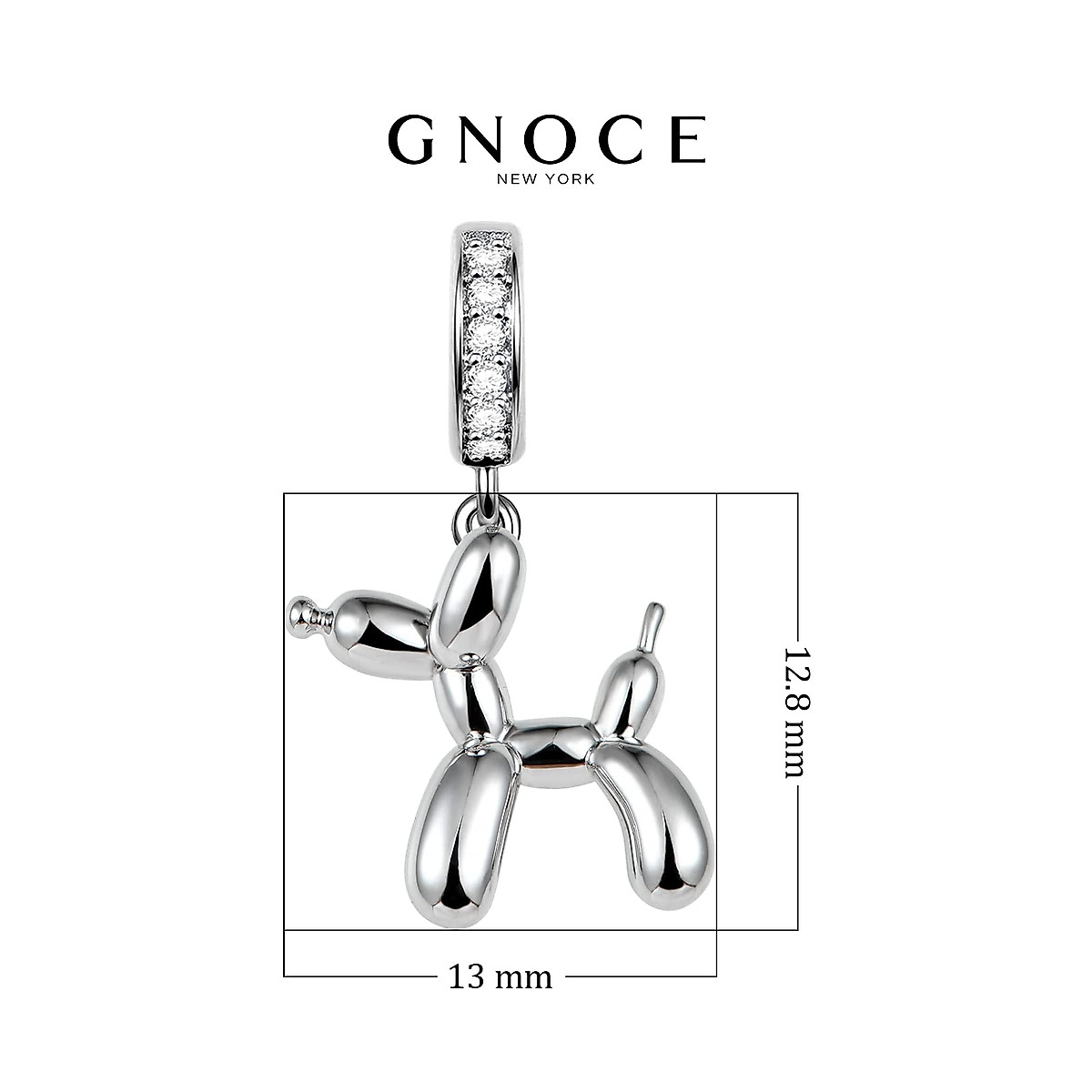 GNOCE Balloon Puppy Charm Pendant 925 Sterling Silver Play with Me Finely Polished Dangle Charm Fit for Bracelet/Necklace Christmas Charm Gifts for Wife Daughter