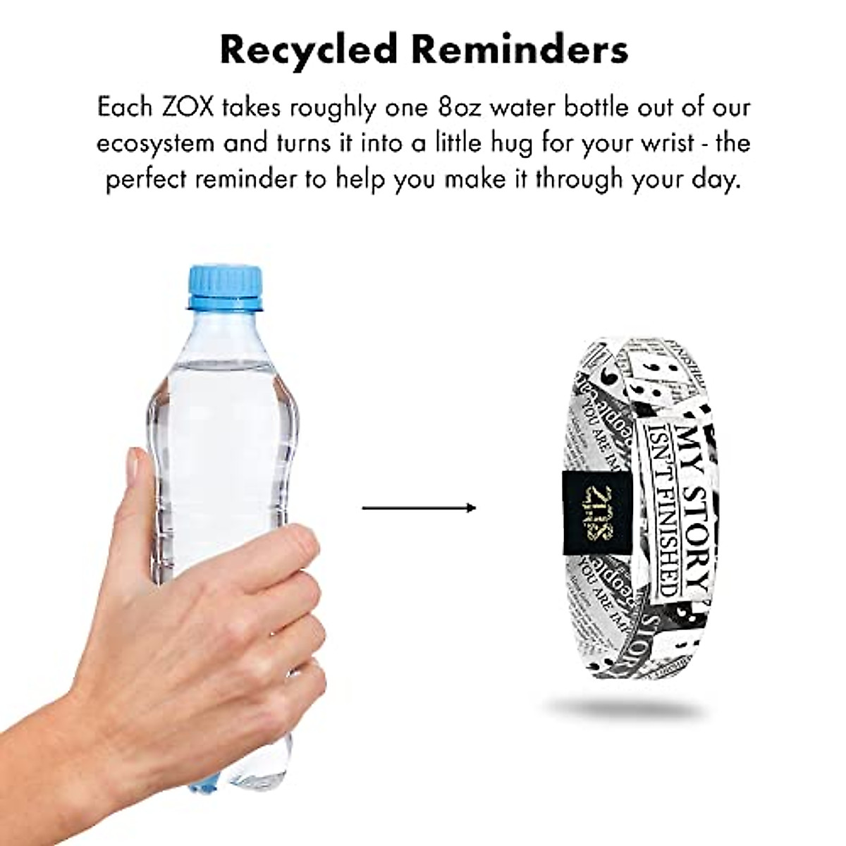 ZOX Bracelets — My Story Isn't Finished | Stretchy Elastic Band with Motivational Affirmations and Beautiful Artwork, Great Gift for Men, Women, and Kids (Medium)