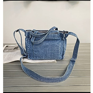 Zoyzity Denim Shoulder Bag Casual Lightweight Canvas Bag Retro Hobo Tote Bag Crossbody Handbag Large Capacity Purse for Teen Girls Women