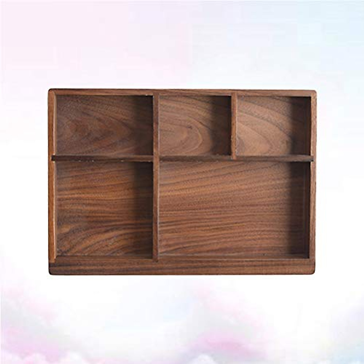 Black Walnut Western-style Drawer Type Cutlery Storage Box Desktop Solid Wood Storage Tray Tableware Organizer - 24x16.8x2.5cm (Picture 1)