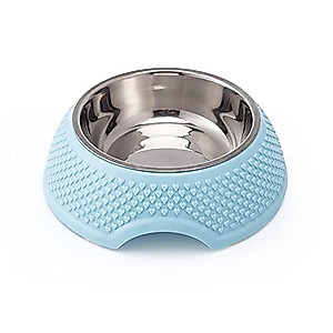 FUUIE Bowls for Food and Water Pet Feeding Bowls, Tableware, Drinking Plates, Stainless Steel Sealed Bowls (Color : Blue)