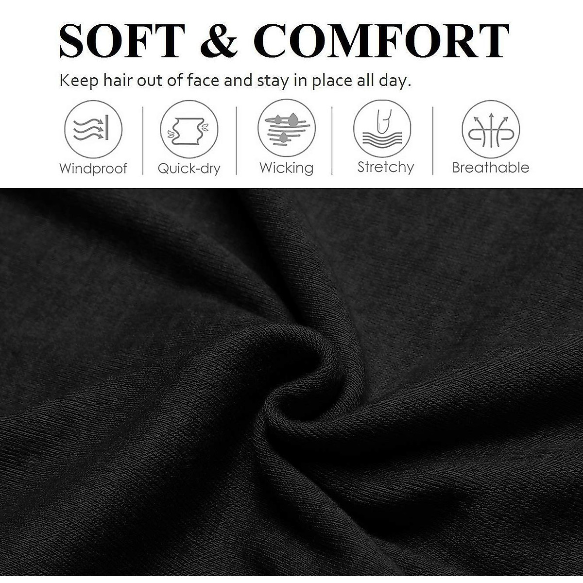 Fashionable Hair Accessories for Women: Non-Slip Elastic Cloth Headbands in Black and White, 9 Pack