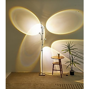 Kardleen Sunset Floor lamp 68in Modern Floor lamp for Living Room，LED Five Head Halo Projector Adjustable Chrome Floor Lamp， Mood Light Ambient Decor Lighting for Bedroom Corner Standing lamp