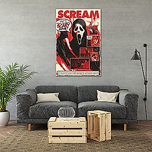 Scream Poster Horror Movie Posters Canvas Poster Wall Art Prints Painting for Living Room Decoration Gift 16" x 24" Unframed