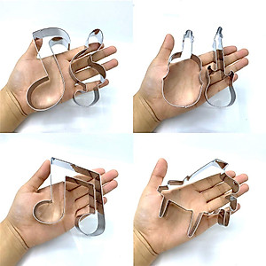 LILIAO Music Cookie Cutter Set - 6 Piece - Violin, Piano, Electric Guitar, Music Note, G Clef and Eighth Note Biscuit Fondant Cutters - Stainless Steel