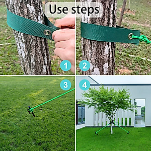 Tree Stakes Kit, Heavy Duty Tent Stake Tree Staking and Supports for Hurricane Protection - Garden Stakes Straightening Kits, Include 3 PCS Straps, 3Pcs Tree Stakes, 3Pcs Rope(16 in)