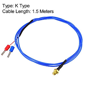 uxcell Thermocouple K Type, 0-260C M4 Screw Temperature Sensor Probe 5ft for 3D Printer