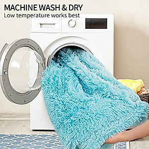 RECYCO Faux Fur Sherpa Throw Blanket Blue, Super Soft Fuzzy Fluffy Blankets Plush Warm Cozy Throw Reversible Comfy Thick Shaggy Sherpa Blanket for Couch Sofa Bed 50x60 Inches